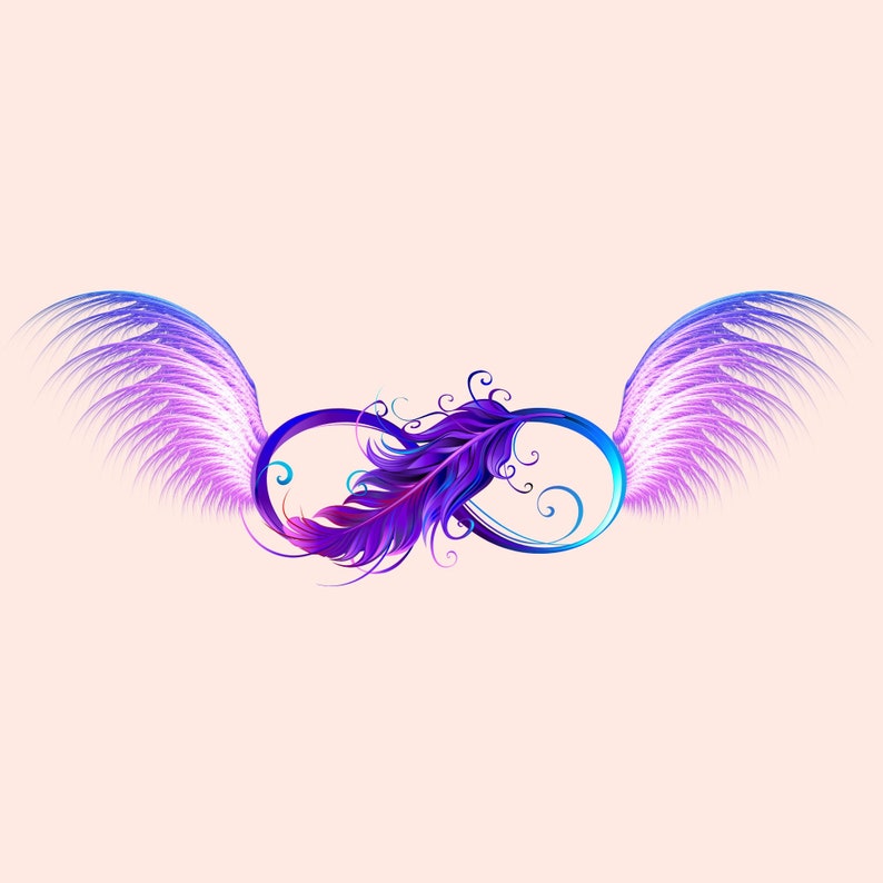 Purple Infinity Symbol With Angel Wings and Feather Png File, Digital ...