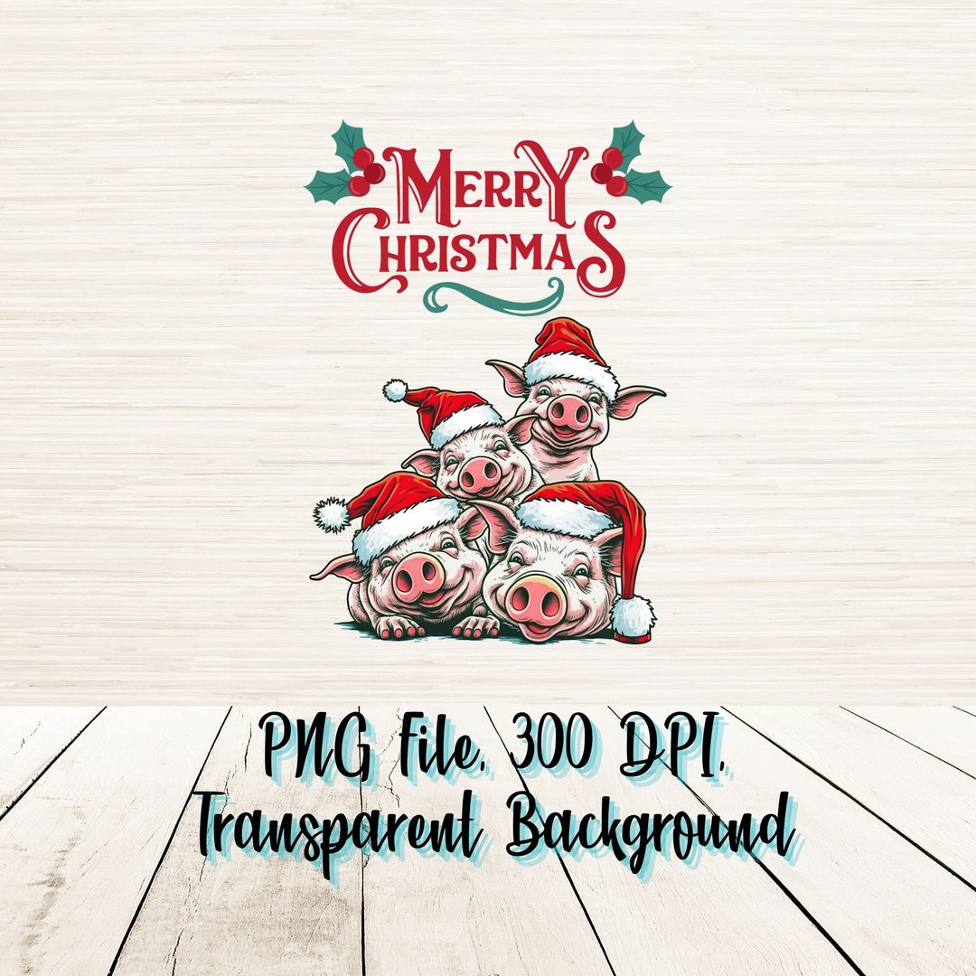Merry Christmas Adorable Pigs PNG Digital Download Holiday Cheer Cute ...