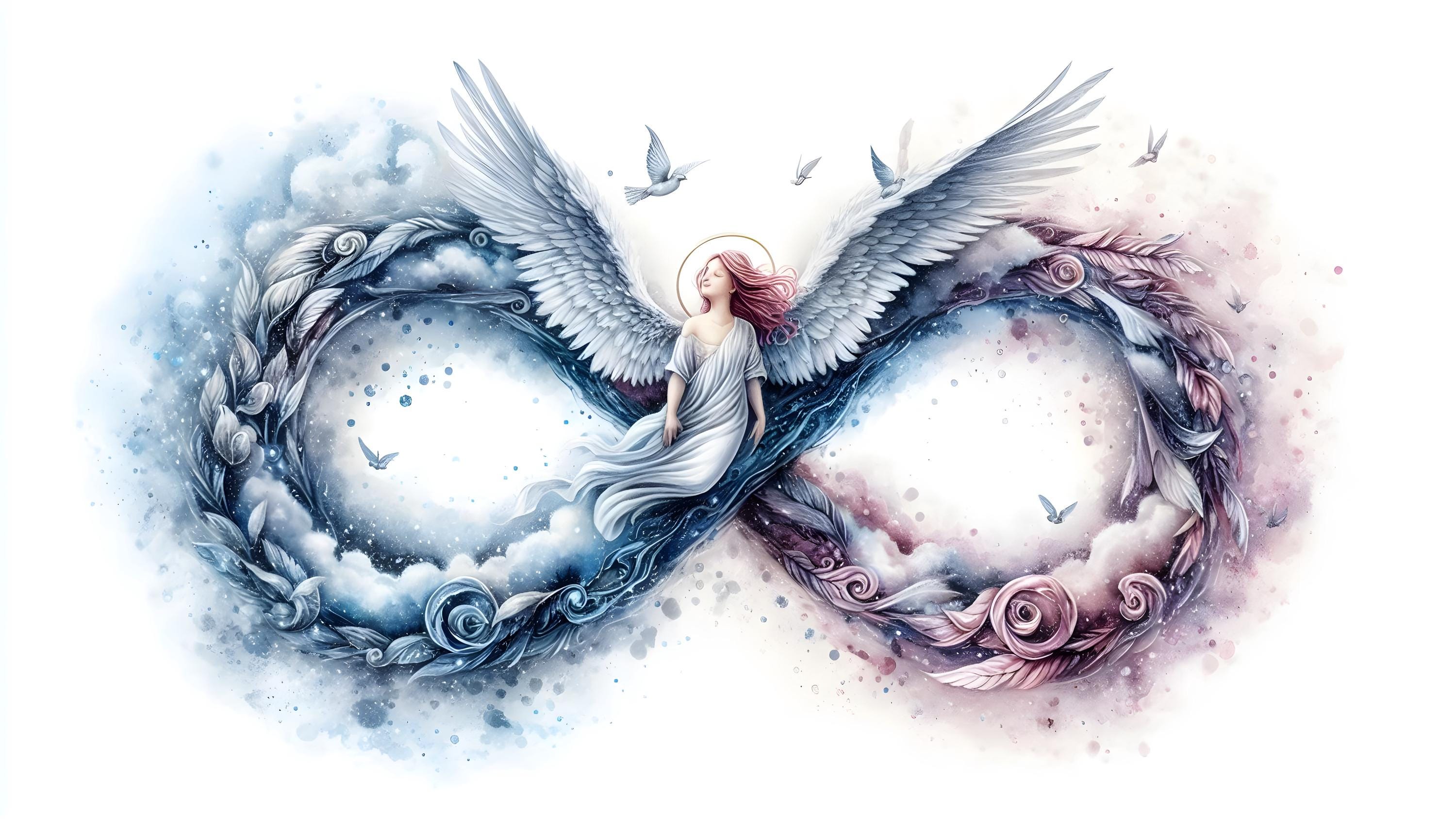 14 Colorful Infinity Symbol With Angel Clipart JPG File, Religious ...