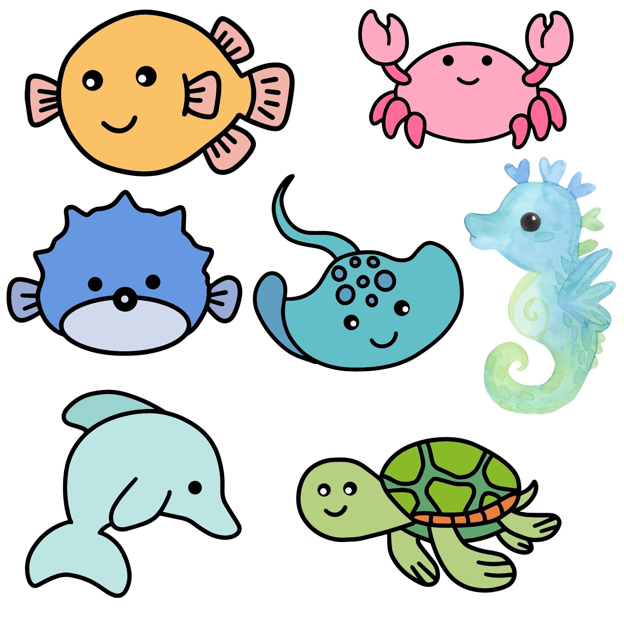 35 Underwater Animal Clipart PNG Files Bundle Digital - Etsy