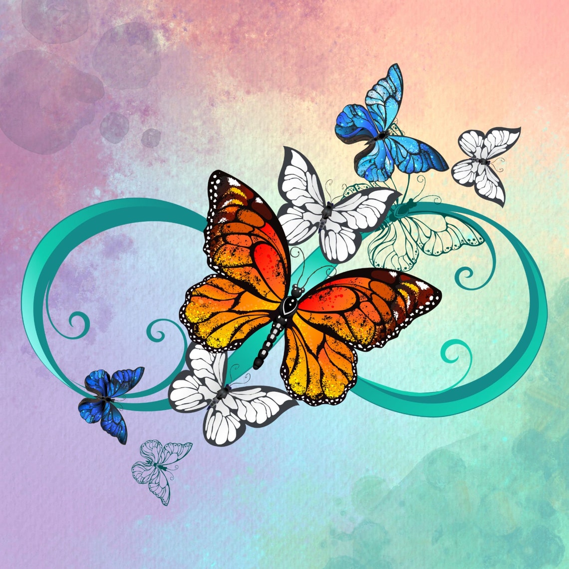 Infinity Symbol With Butterfly Png Bundle | Digital Download | Pod ...