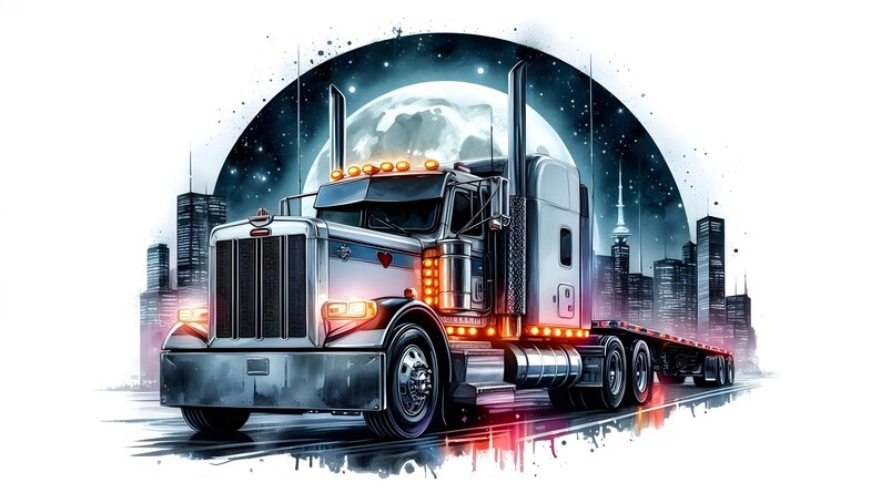 14 Peterbilt Semi Truck Clipart JPG File, Trucker T Shirt Design ...