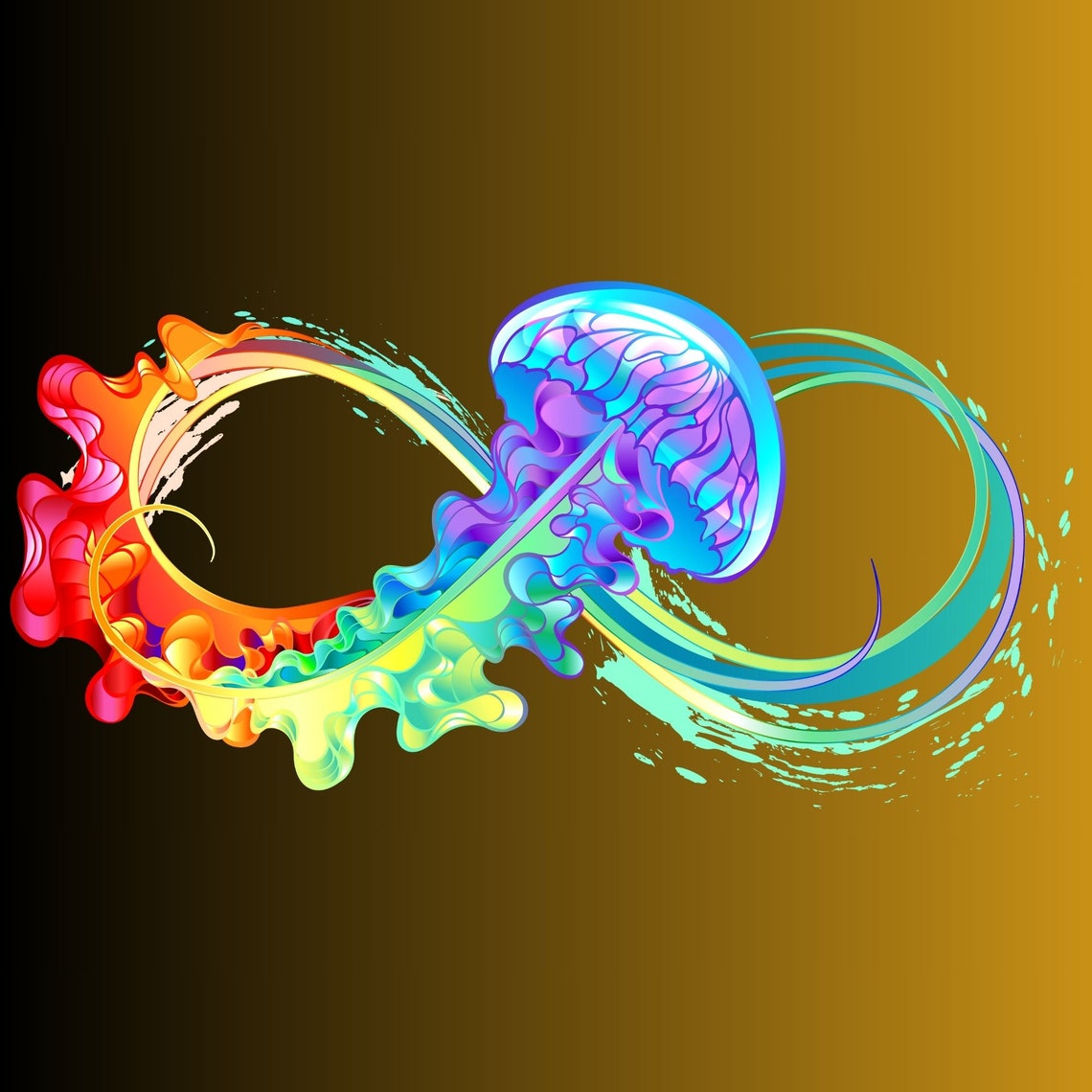 Colorful Infinity Symbol With Jelly Fish Png File, Digital Download ...