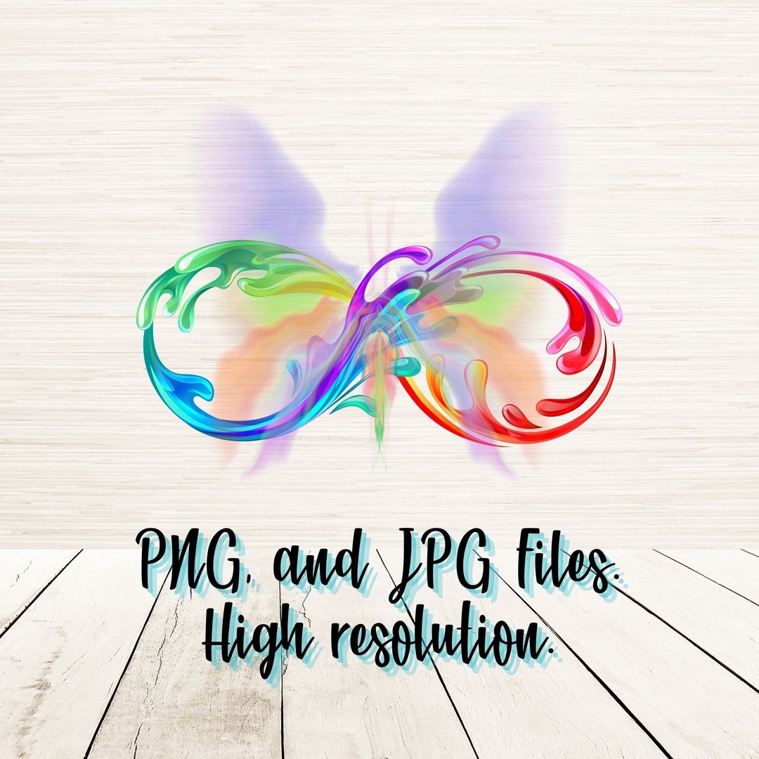 Colorful Infinity Symbol and Transparent Butterfly Art Png File ...