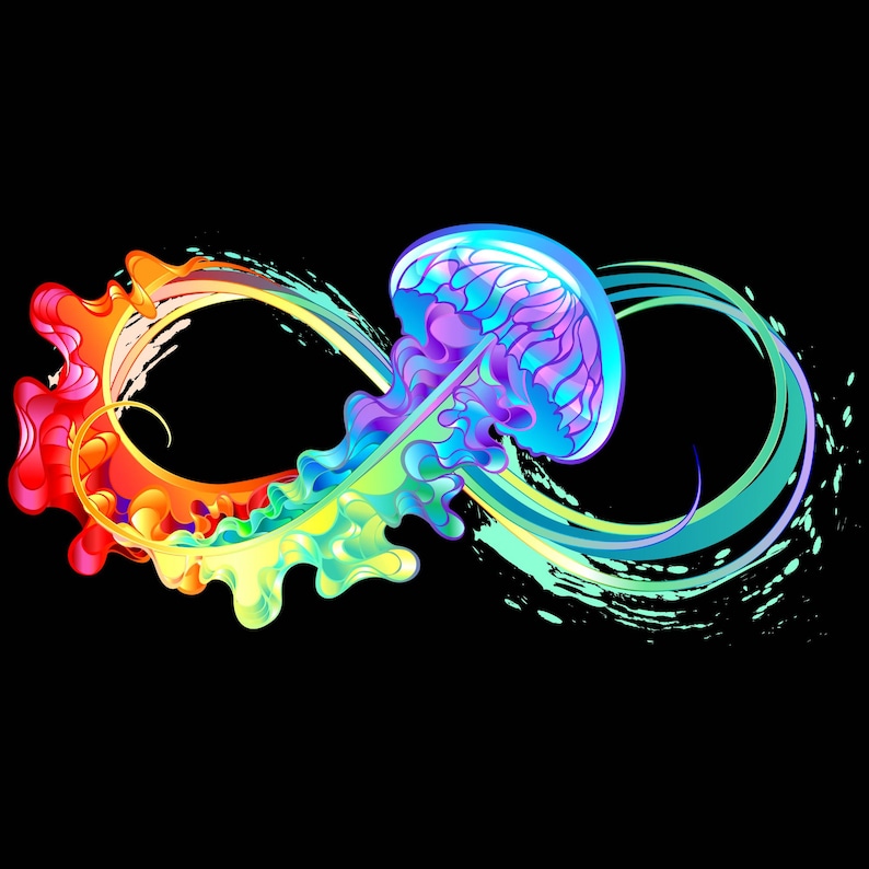 Colorful Infinity Symbol With Jelly Fish Png File, Digital Download ...