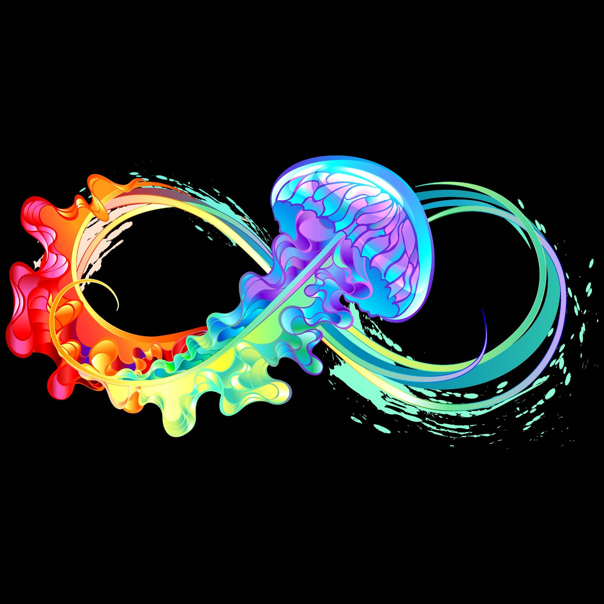 Colorful Infinity Symbol With Jelly Fish Png File, Digital Download ...