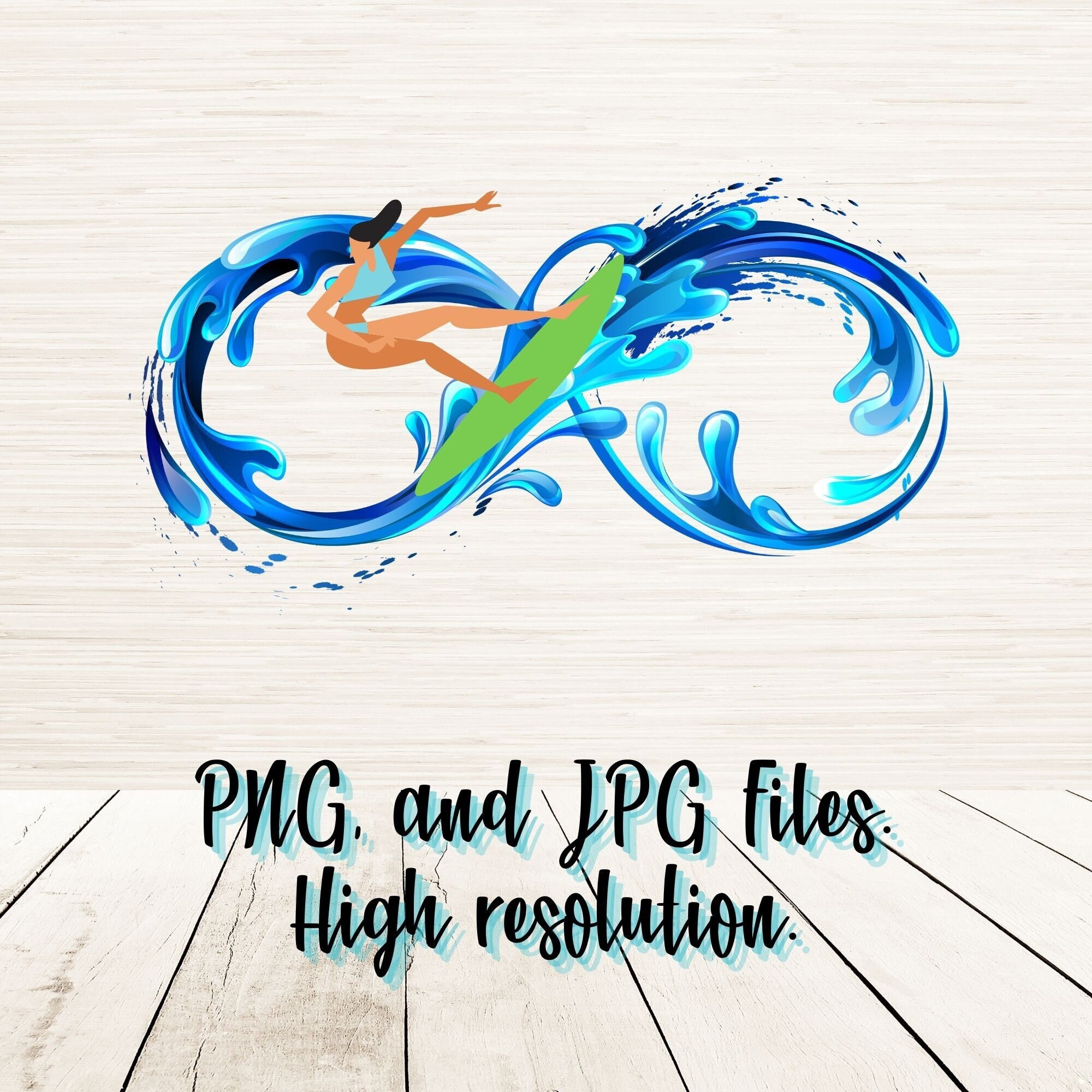 Colorful Water Infinity Symbol With Surfer Png File | Digital Download ...