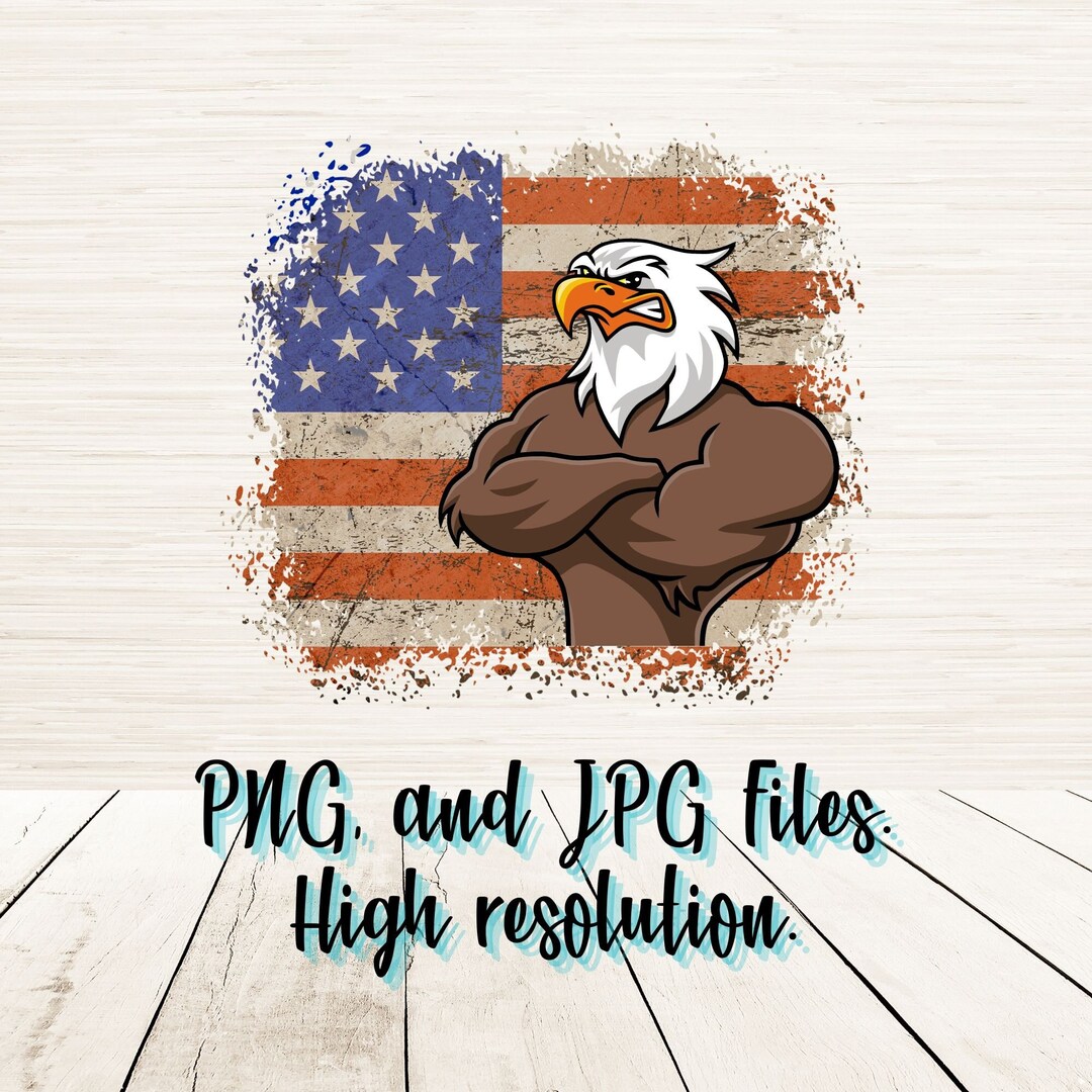 American Flag With Bald Eagle PNG File, Digital Download, Watercolor ...