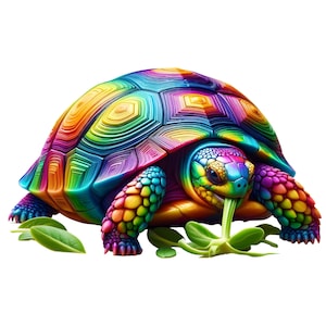 Cute Rainbow Color Box Turtle JPG Files, Bundle of 10 High Quality ...