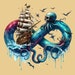 Oceanic Infinity Symbol With Pirate Ship and Kraken Png File, Digital ...