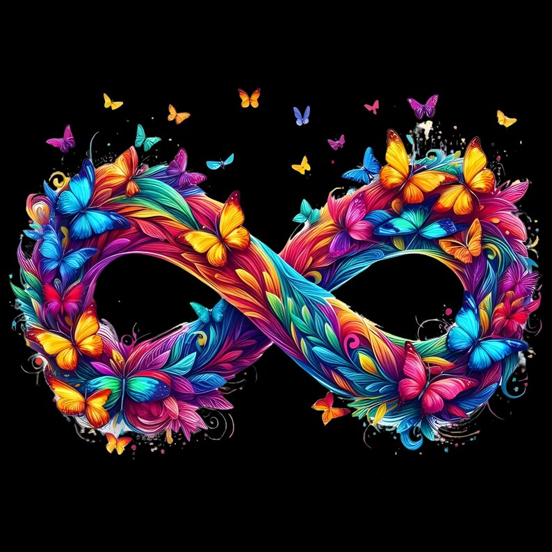 Colorful Infinity Symbol With Butterflies Png, Instant Digital Download ...