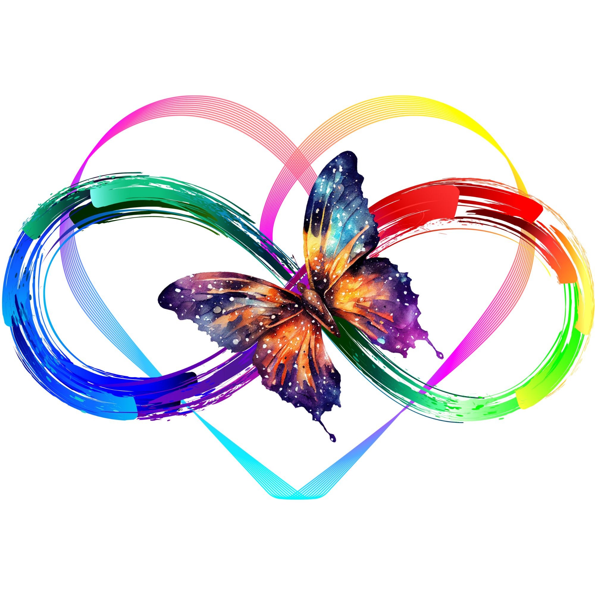 Colorful Infinity Symbol With Cosmic Butterfly and Heart Png, Digital ...