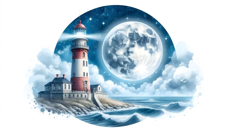 14 Lighthouse Scenery Clipart JPG Files, Nautical High Quality Images, Digital Download ...