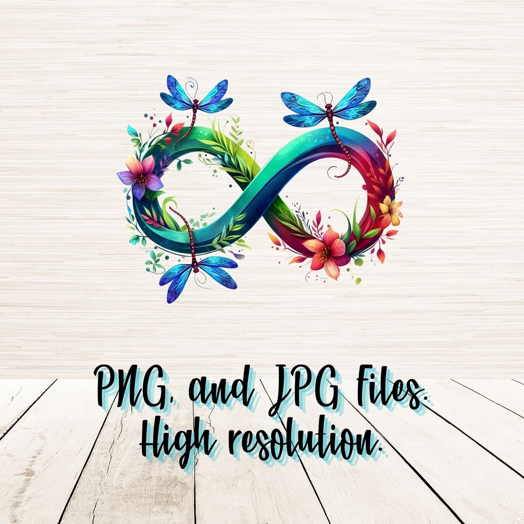 Colorful Infinity Symbol With Dragonflies Png, Instant Digital Download ...