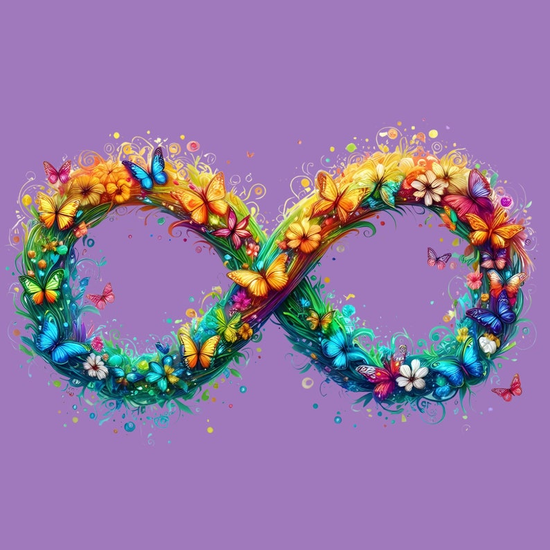 Colorful Infinity Symbol With Butterflies Png, Instant Digital Download ...