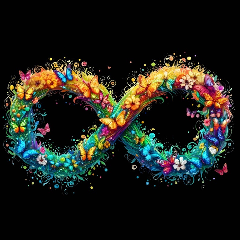 Colorful Infinity Symbol With Butterflies Png, Instant Digital Download ...