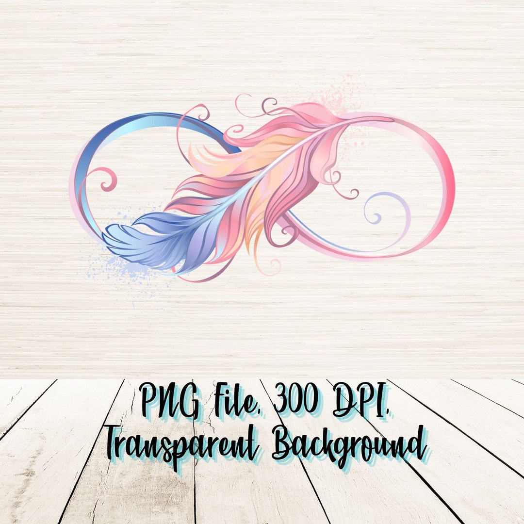 Colorful Infinity Symbol With Feather Png | Digital Download | Pod ...