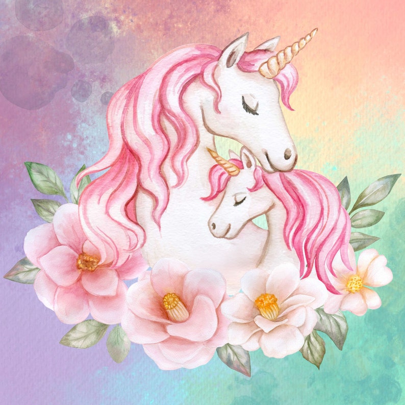 Unicorn and Baby PNG | Digital Download | Kids Room Art | Mythical ...