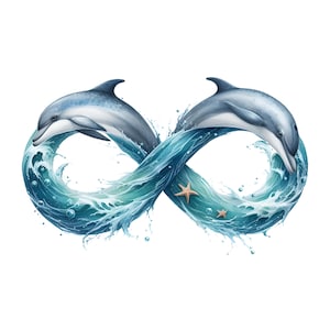 Blue Oceanic Infinity Symbol With Dolphin Png JPG File, Digital ...