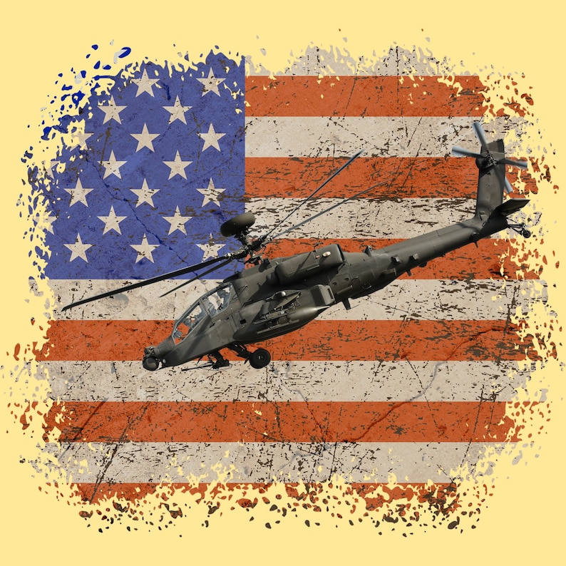 American Flag With Apache Helicopter PNG File, Digital Download ...