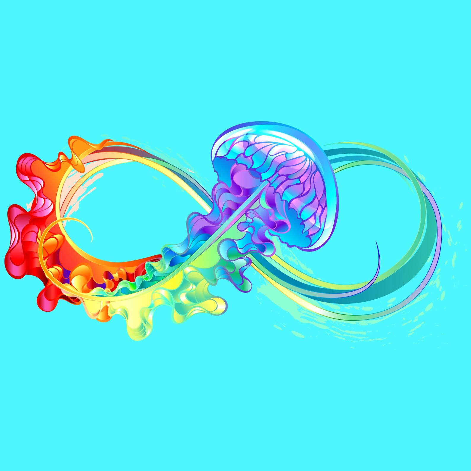 Colorful Infinity Symbol With Jelly Fish Png File, Digital Download ...