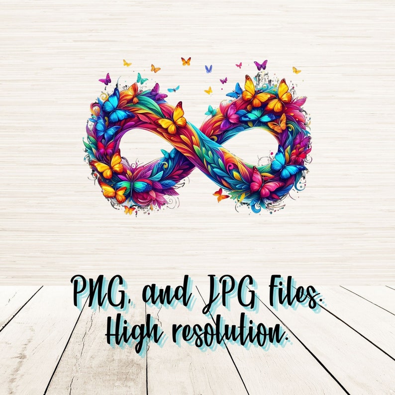 Colorful Infinity Symbol With Butterflies Png, Instant Digital Download ...