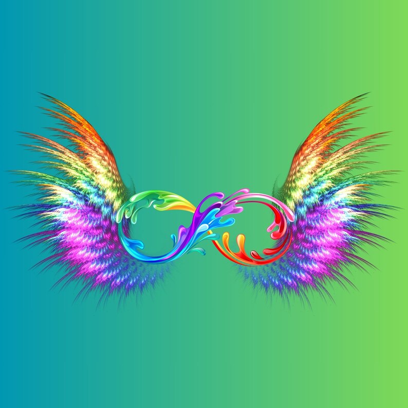Colorful Infinity Symbol With Tie Dye Angel Wings Png File, Digital ...