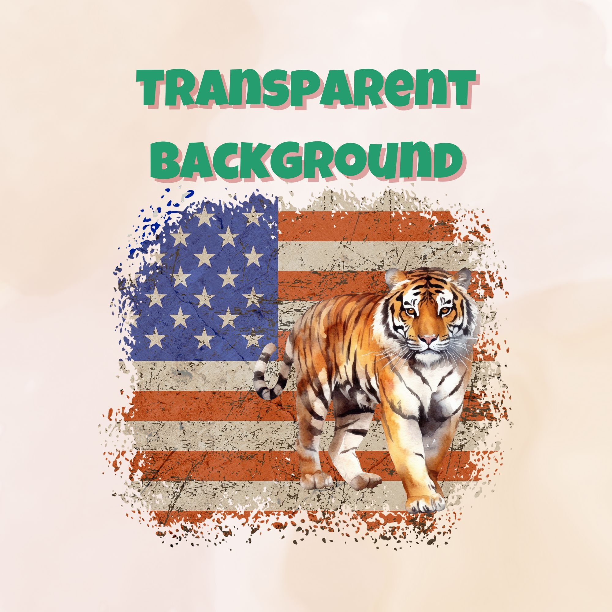 American Flag With Tiger PNG File, Digital Download, Watercolor Art ...