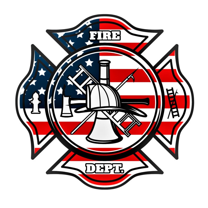 Firefighter Shield PNG | Digital Illustration Download | Shirt Logo ...
