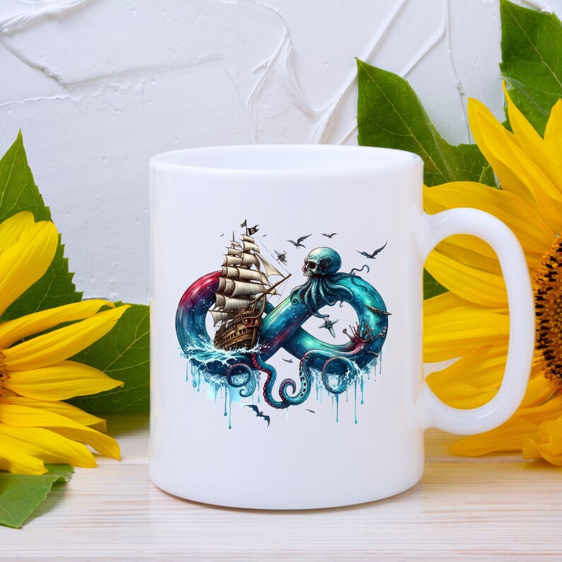 Oceanic Infinity Symbol With Pirate Ship and Kraken Png File, Digital ...