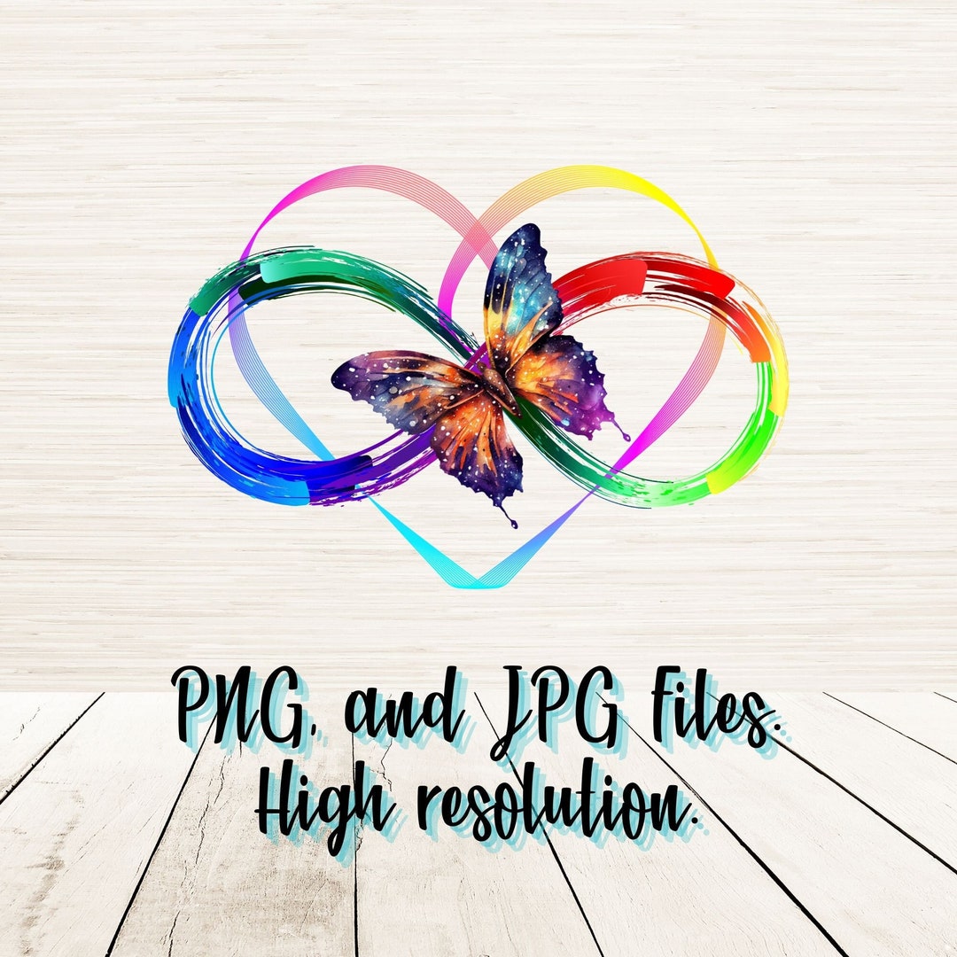 Colorful Infinity Symbol With Cosmic Butterfly and Heart Png, Digital ...