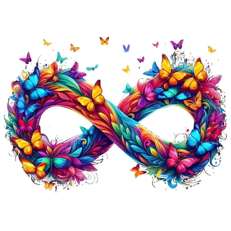 Colorful Infinity Symbol With Butterflies Png, Instant Digital Download ...