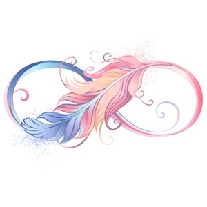 Colorful Infinity Symbol With Feather Png | Digital Download | Pod ...