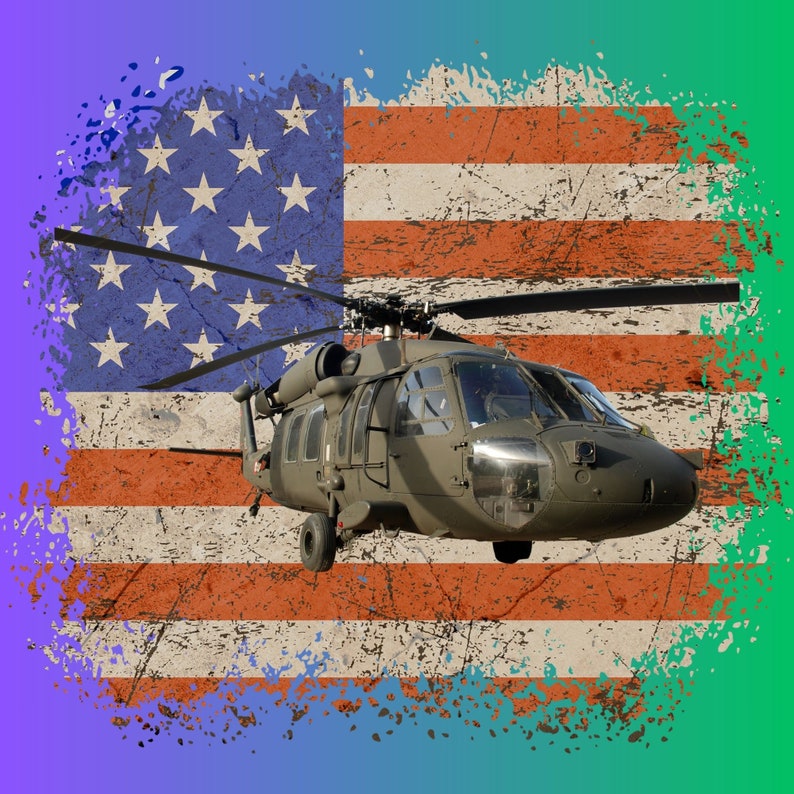 American Flag With Blackhawk Helicopter PNG File, Digital Download ...