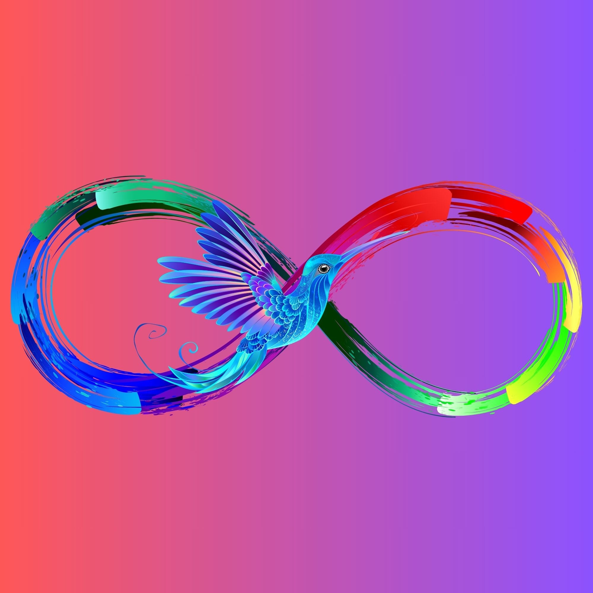 Colorful Infinity Symbol With Humming Bird Png File Digital Download ...