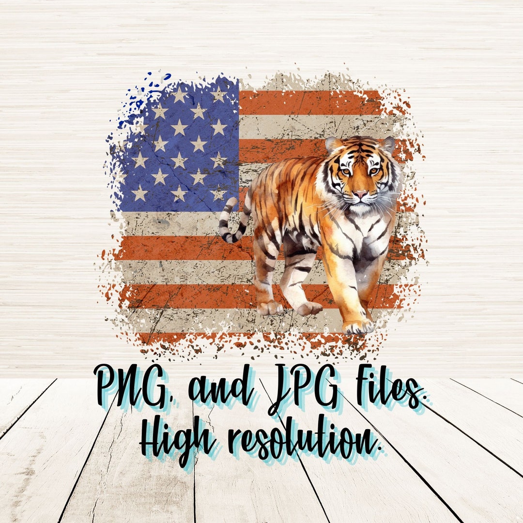 American Flag With Tiger PNG File, Digital Download, Watercolor Art ...