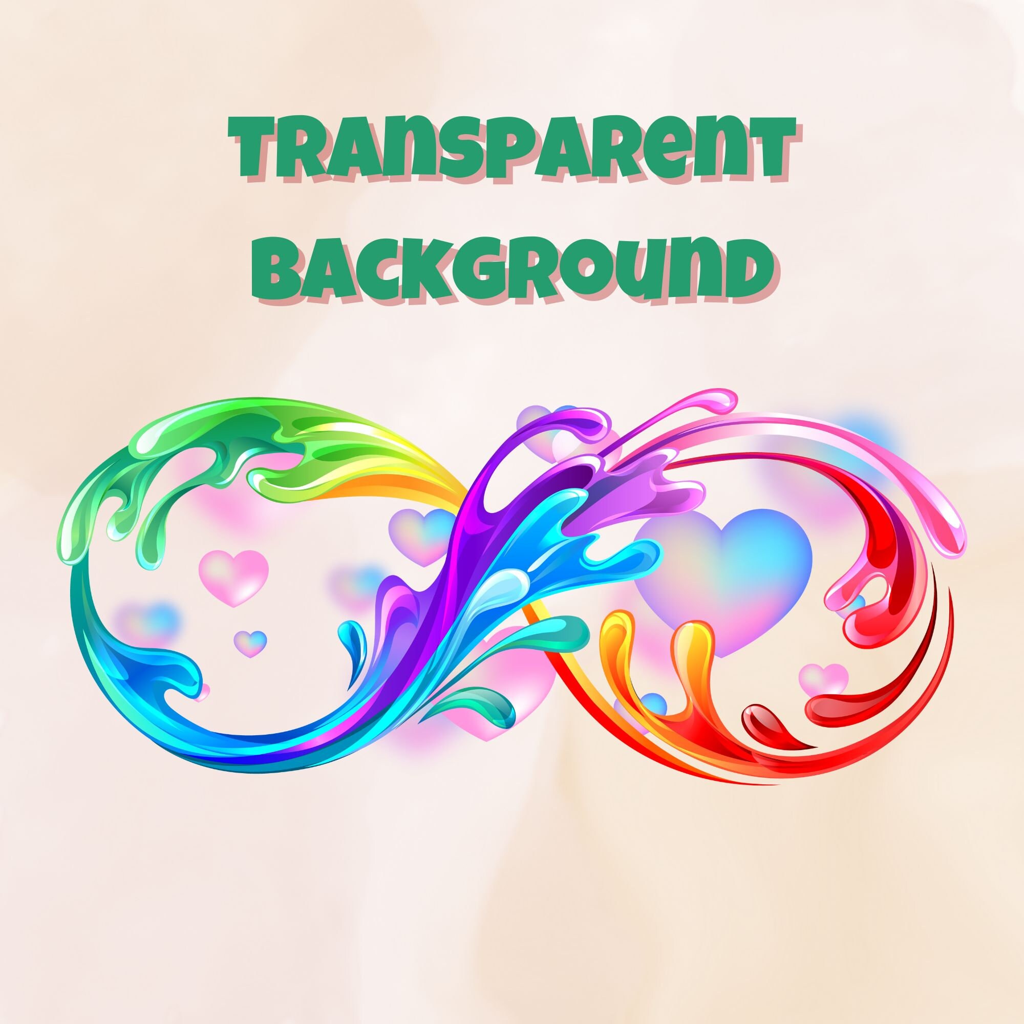 Colorful Infinity Symbol and Heart Cluster Background Png File, Digital ...