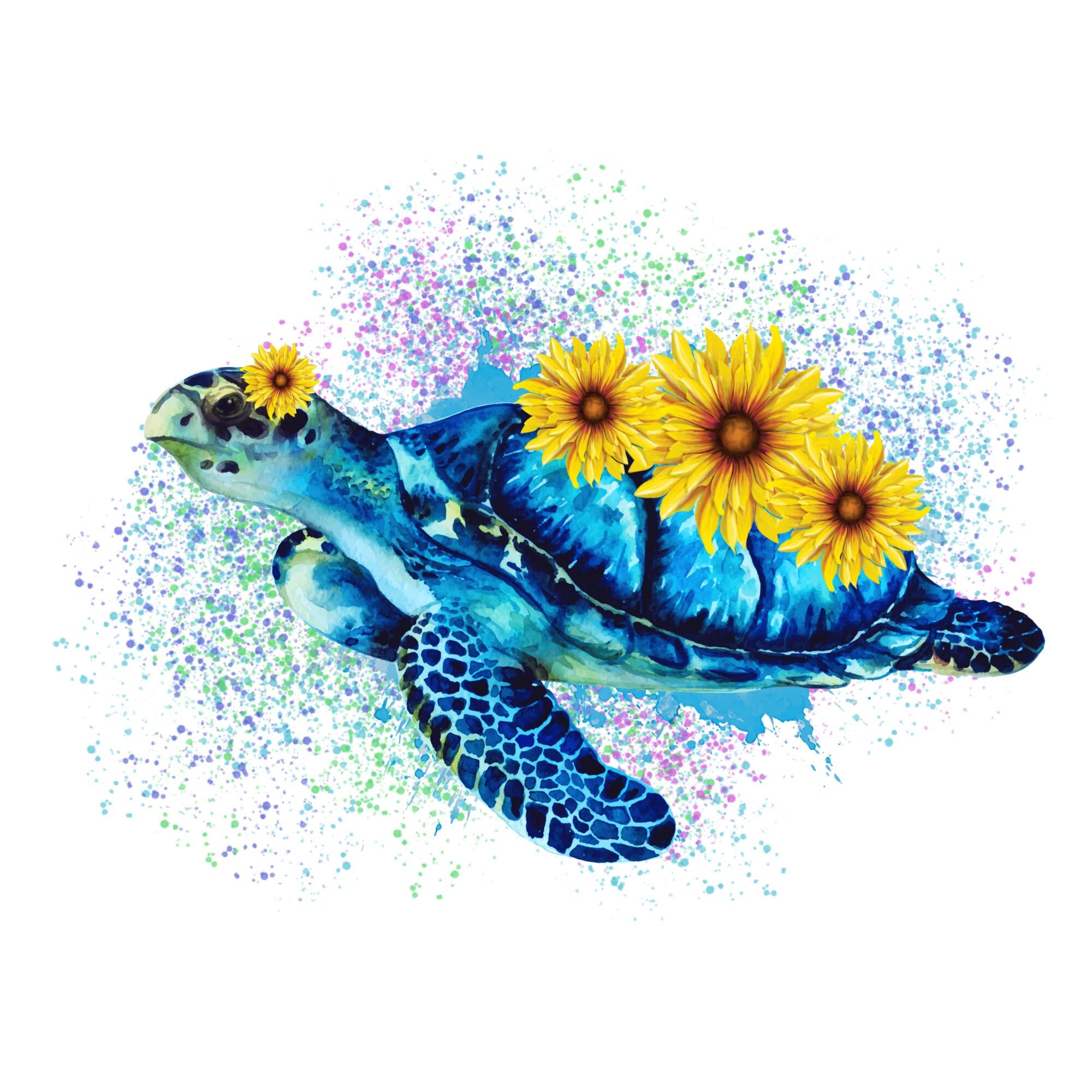 Sea Turtle and Sunflowers PNG Digital Download Sublimation - Etsy