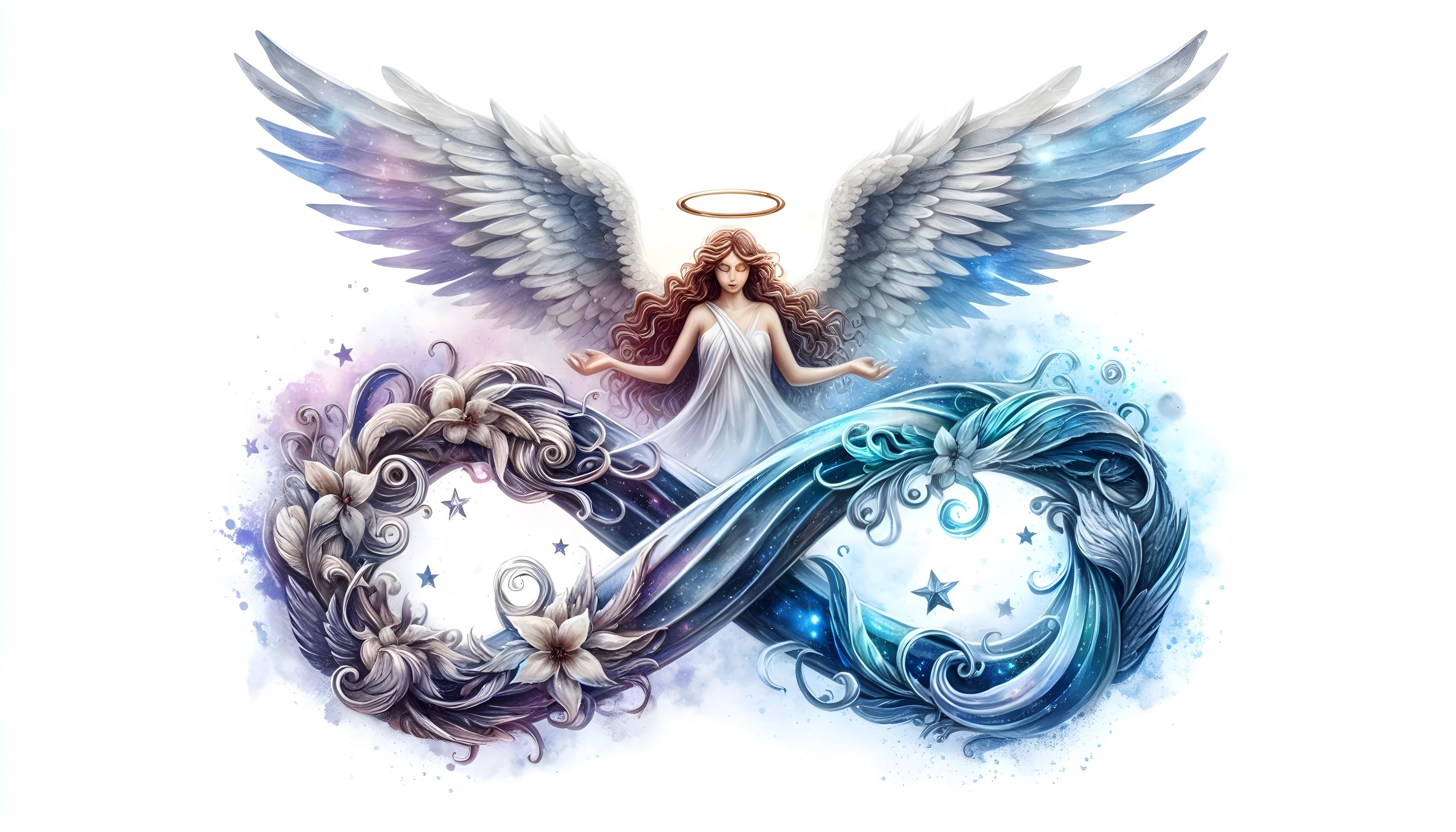 14 Colorful Infinity Symbol With Angel Clipart JPG File, Religious ...