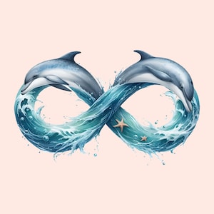 Blue Oceanic Infinity Symbol With Dolphin Png JPG File, Digital ...