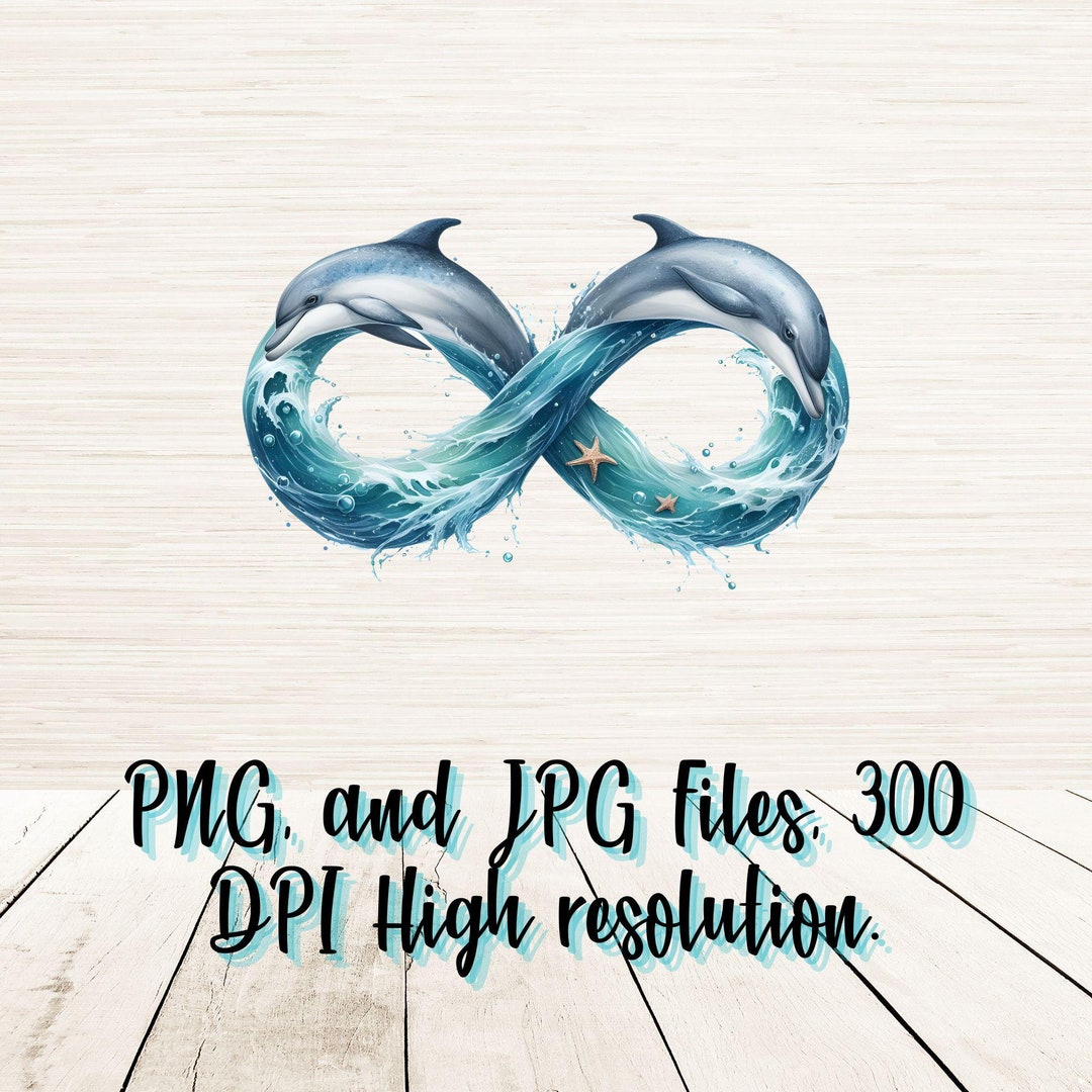 Blue Oceanic Infinity Symbol With Dolphin Png JPG File, Digital ...