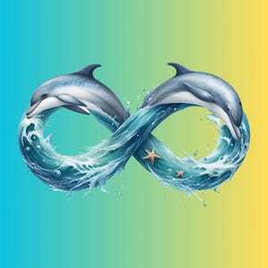 Blue Oceanic Infinity Symbol With Dolphin Png JPG File, Digital ...