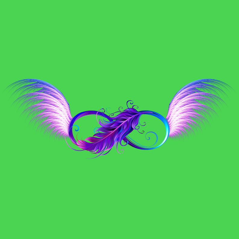 Purple Infinity Symbol With Angel Wings and Feather Png File, Digital ...