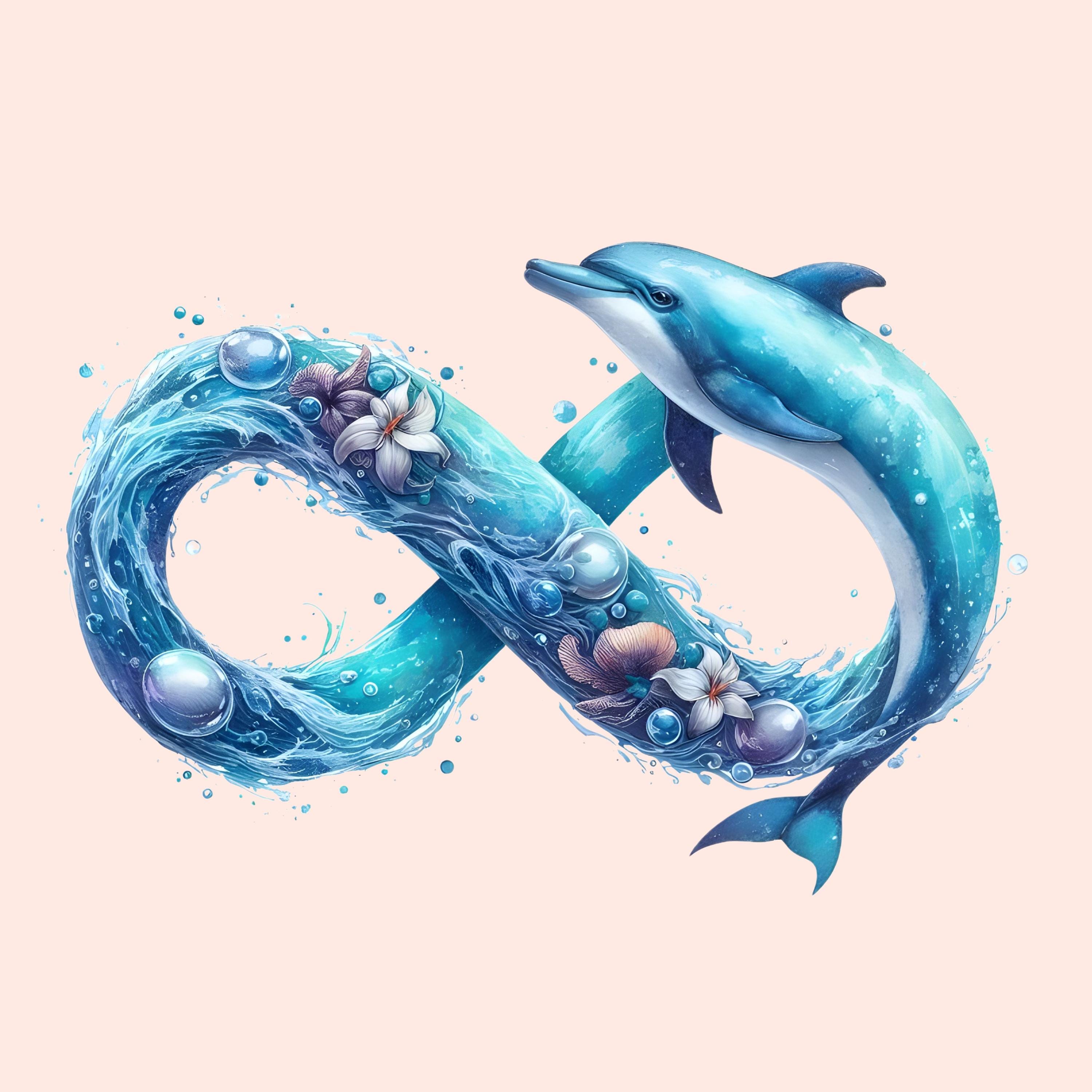 Blue Oceanic Infinity Symbol With Dolphin Png JPG File, Digital ...