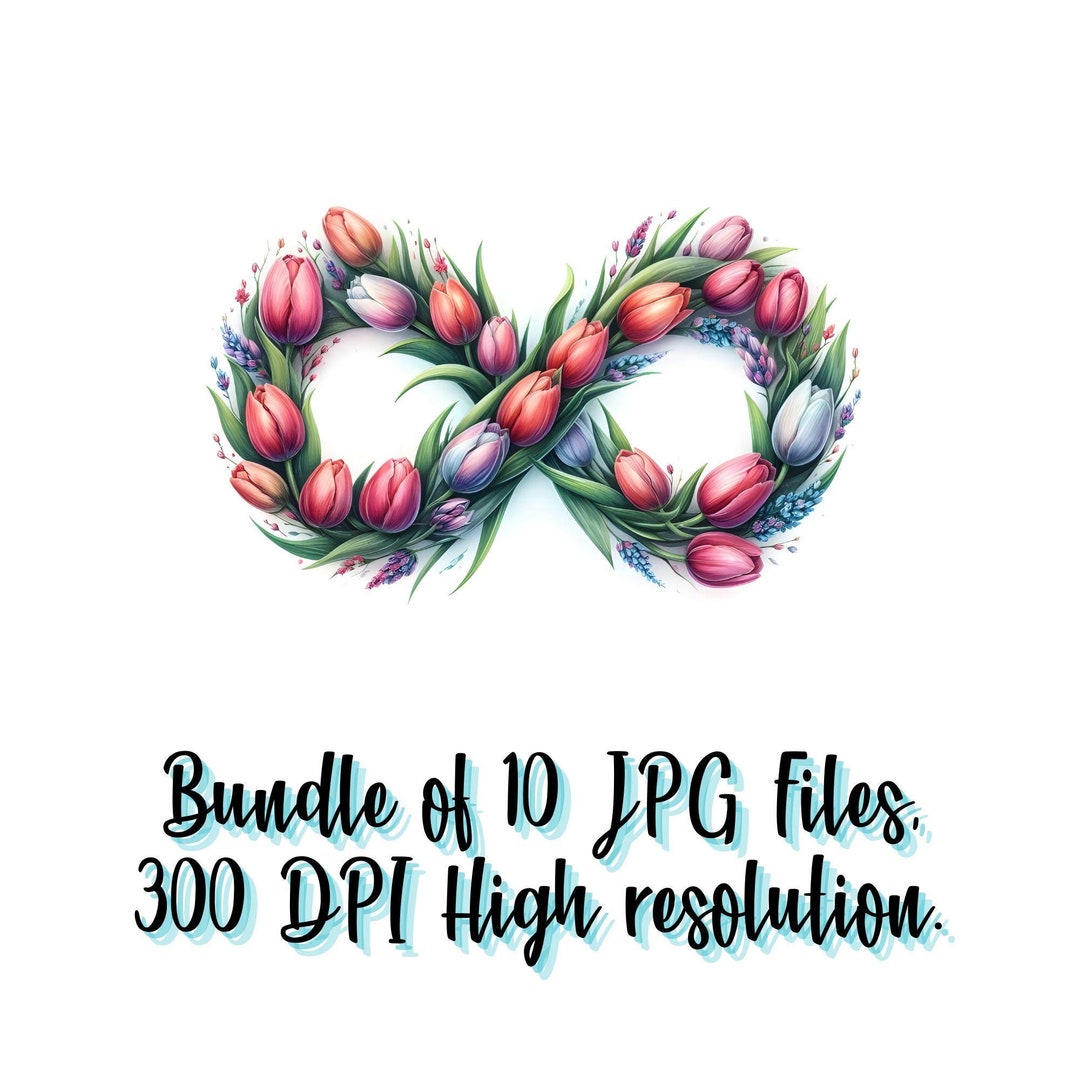10 Floral Infinity Symbol Clipart Files, Bundle of High Quality JPG ...