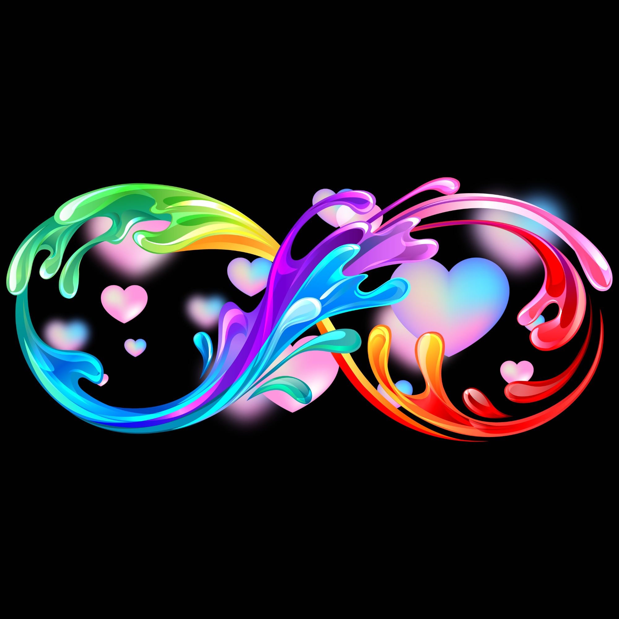 Colorful Infinity Symbol and Heart Cluster Background Png File, Digital ...