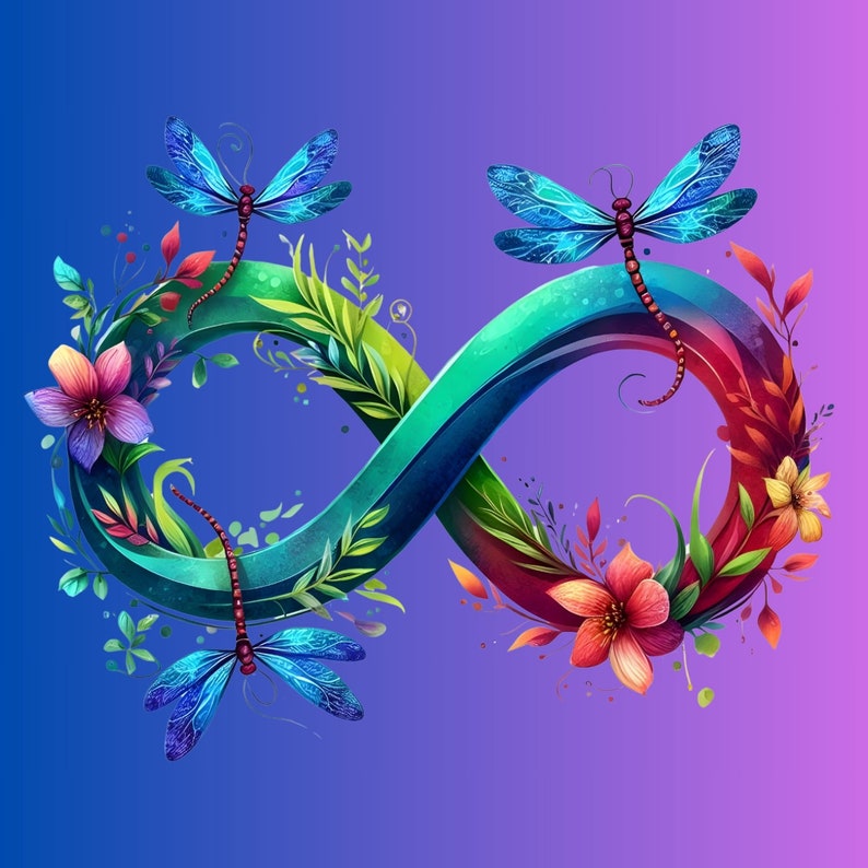 Colorful Infinity Symbol With Dragonflies Png, Instant Digital Download ...
