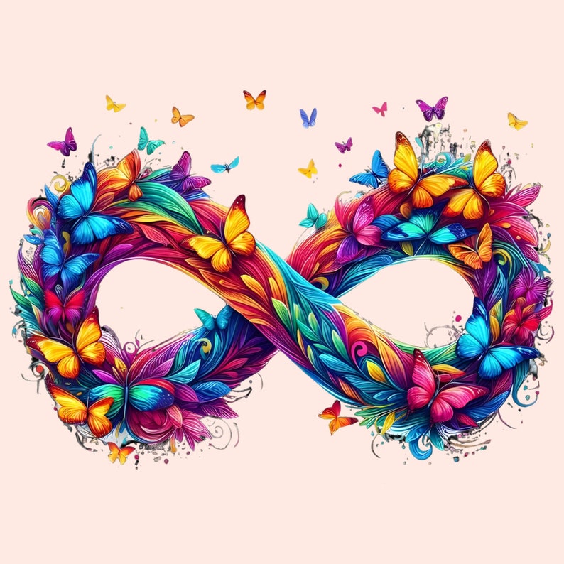 Colorful Infinity Symbol With Butterflies Png, Instant Digital Download ...