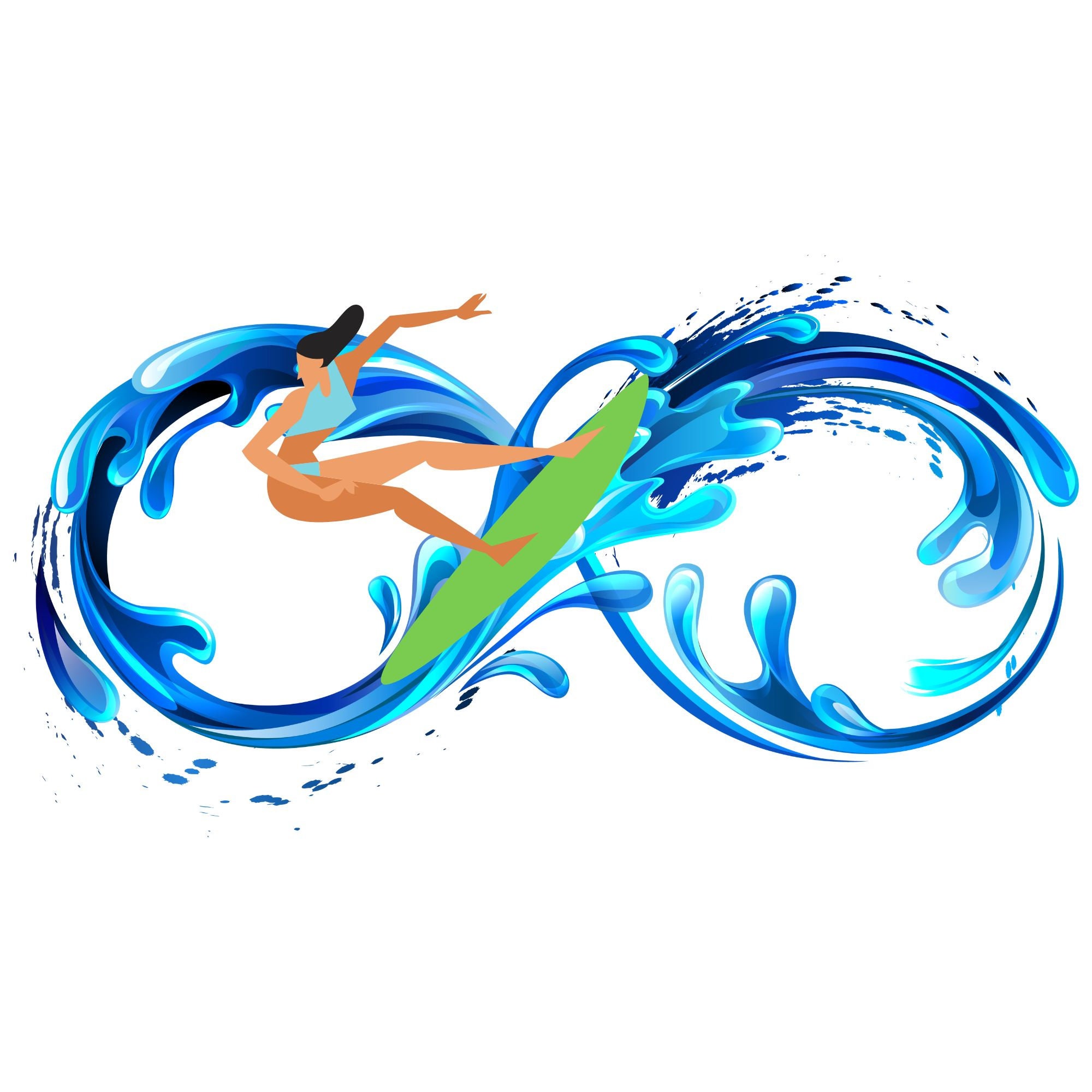 Colorful Water Infinity Symbol With Surfer Png File | Digital Download ...