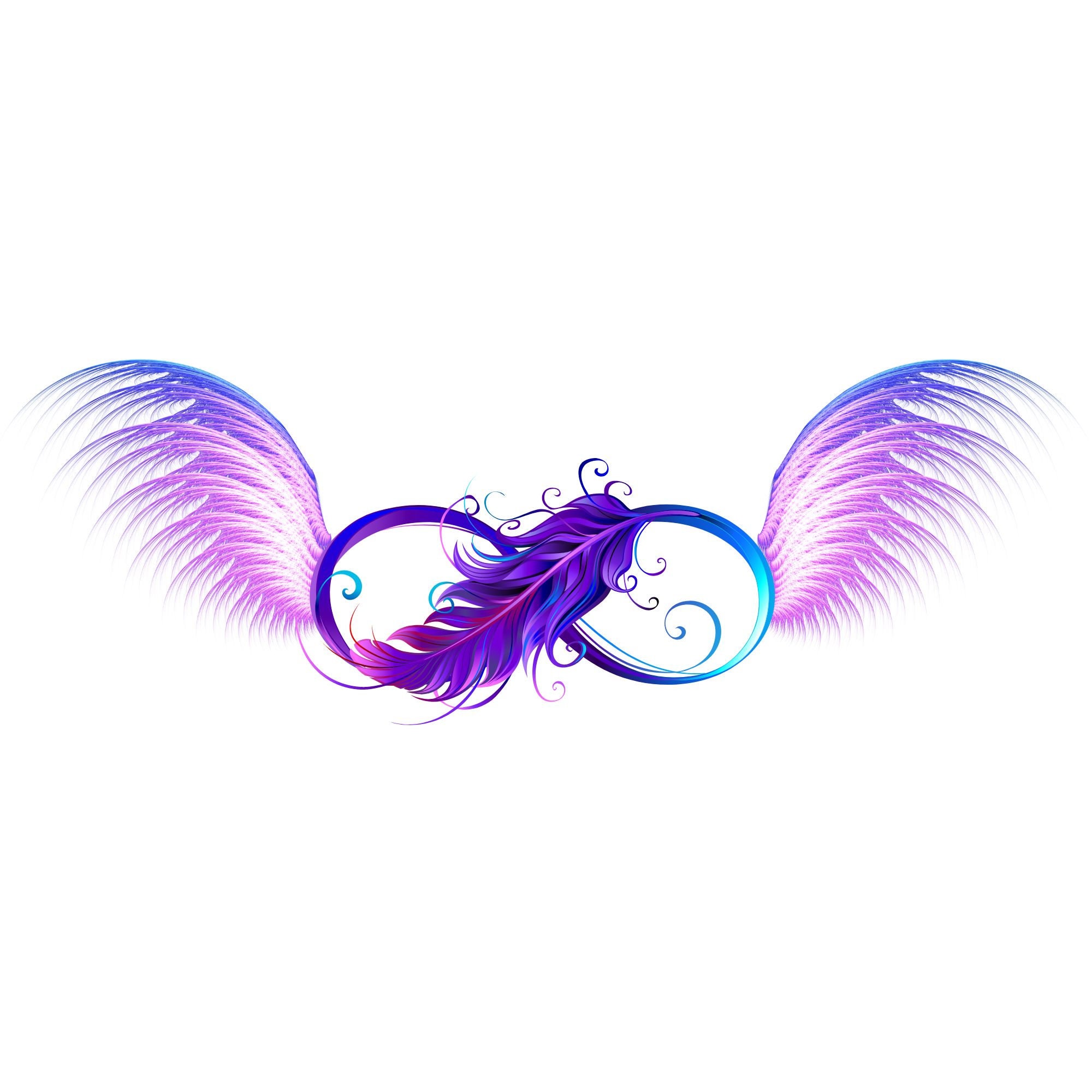 Purple Infinity Symbol With Angel Wings and Feather Png File, Digital ...